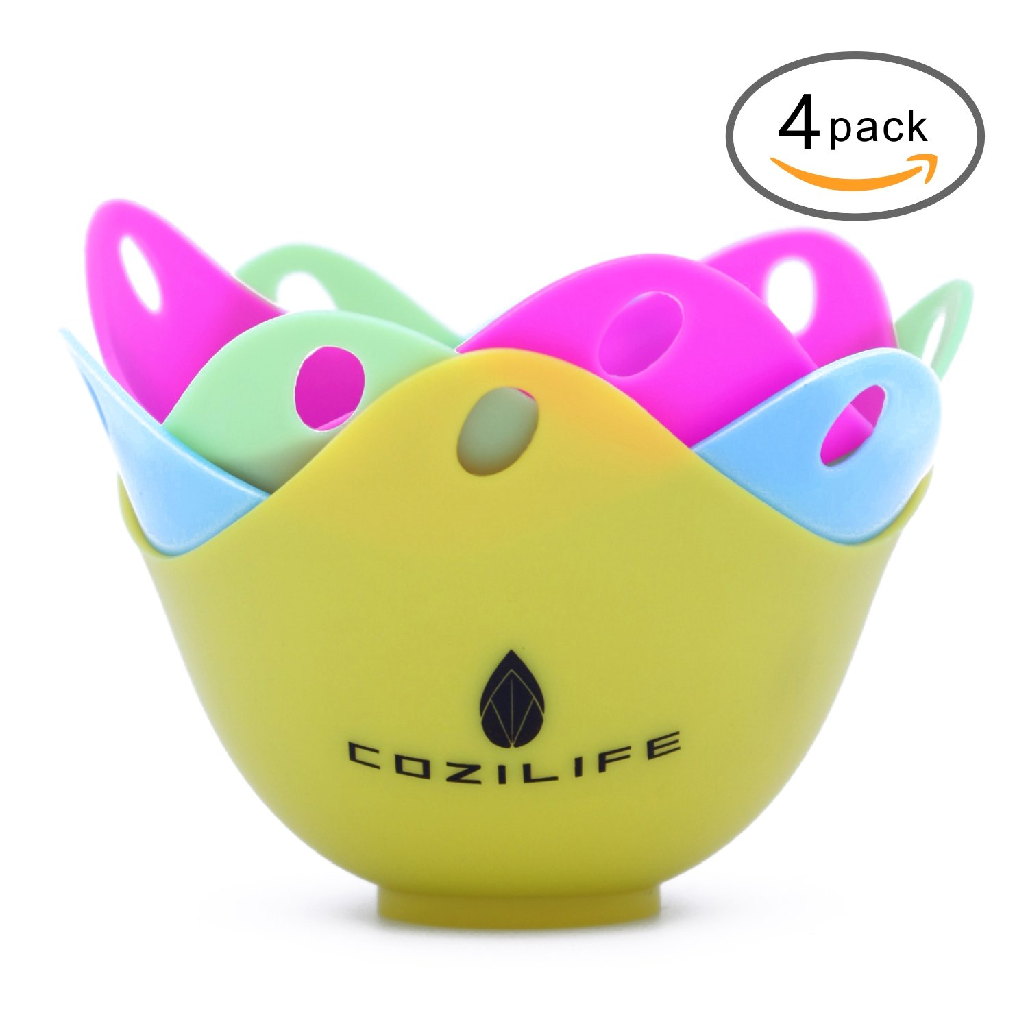 Egg Poacher – COZILIFE Silicone Egg Poaching Cups with Ring Standers, For Microwave or Stovetop Egg Cooking, Kraft Box Packing, BPA Free, Pack of 4