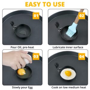 FUNUTTERS Egg Rings, 3.5'', Nonstick, Professional and Large, Stainless Steel Egg Rings For Frying Eggs and Egg Mcmuffins, Egg Mold For Breakfast, Mini Pancakes, and Fried Eggs