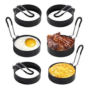 yciuse egg rings, stainless steel egg rings for frying, 6pack, round egg cooker ring, silicone egg rings, egg rings for griddle breakfast cooking, fried egg rings nonstick mold