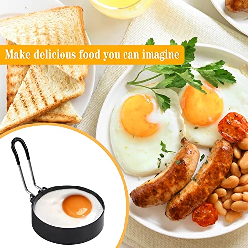 Yciuse Egg Rings, Stainless Steel Egg Rings for Frying, 6pack, Round Egg Cooker Ring, Silicone Egg Rings, Egg Rings for Griddle Breakfast Cooking, Fried Egg Rings Nonstick Mold