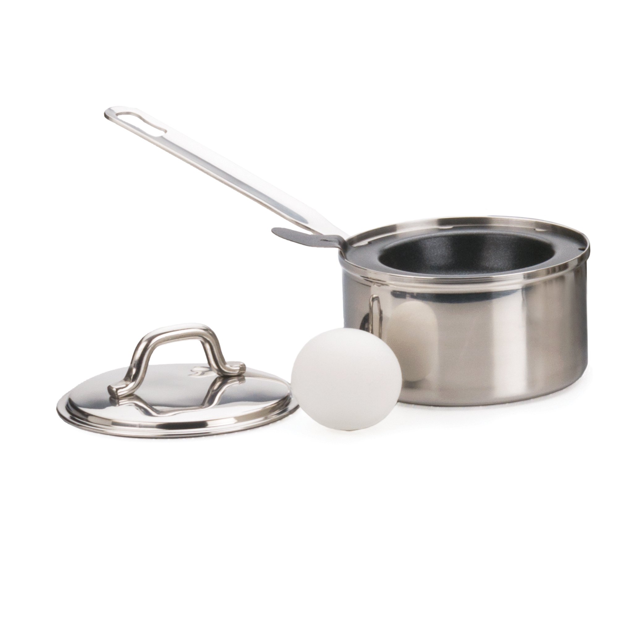 RSVP International Endurance Single Egg Poacher Set | Perfectly Poached Eggs | Includes Stainless Steel Pan | Dishwasher Safe