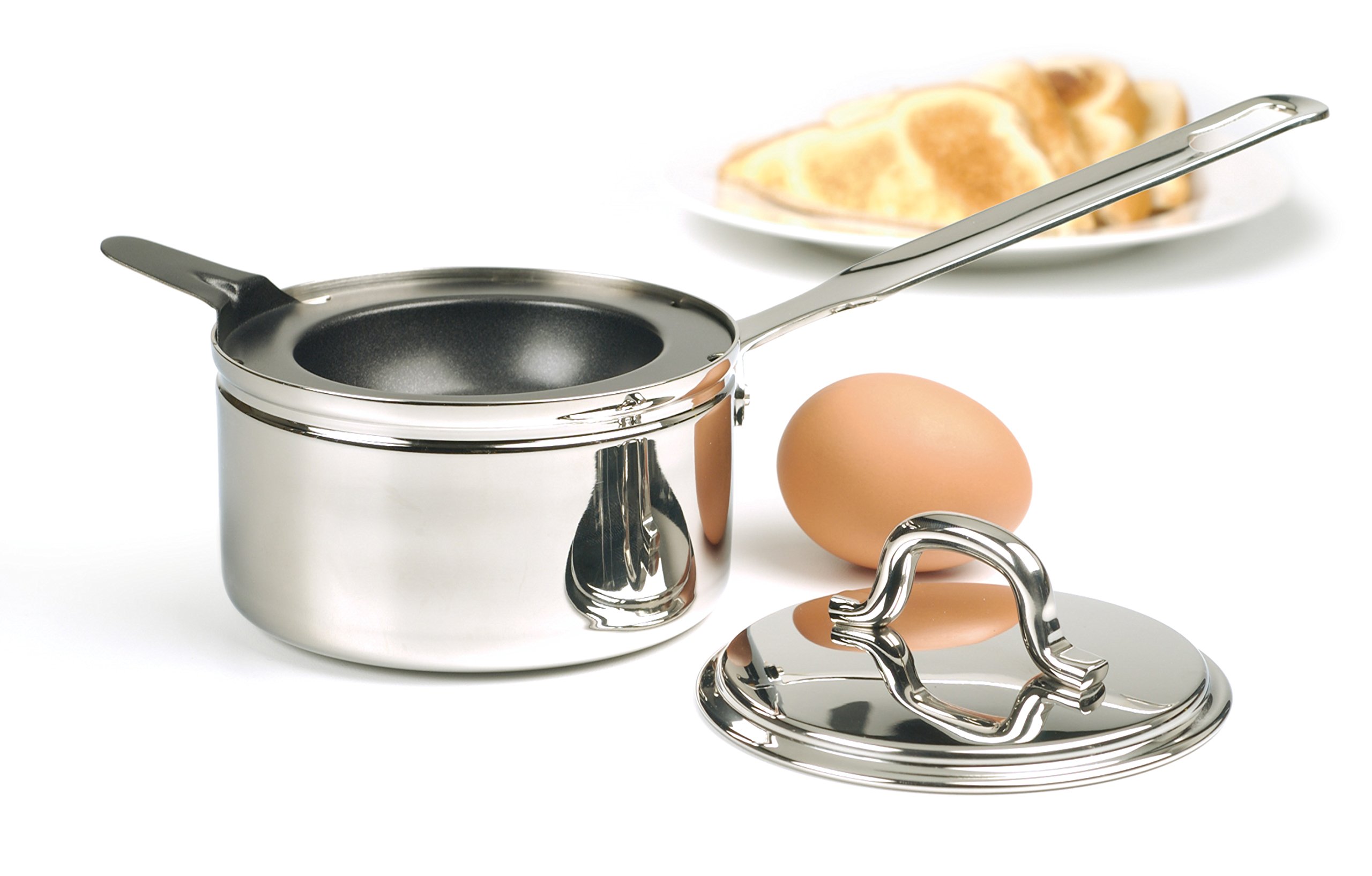 RSVP International Endurance Single Egg Poacher Set | Perfectly Poached Eggs | Includes Stainless Steel Pan | Dishwasher Safe