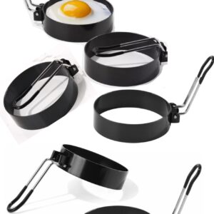 S.SARI 6 Pieces Egg Rings Poachers Nonstick Stainless Steel Egg Rings For Breakfast Omelet McMuffins Pancakes, Sandwiches and more