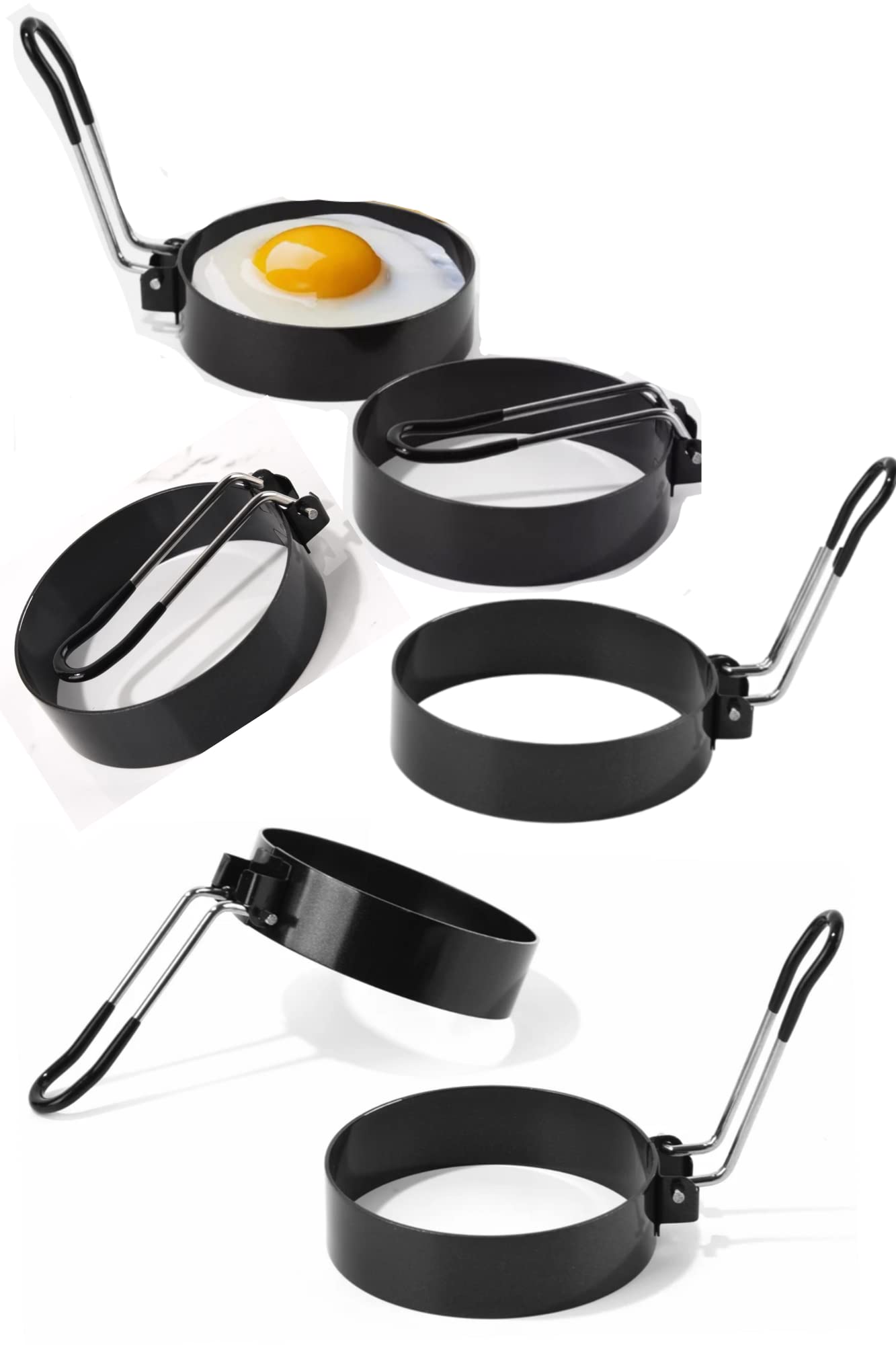 S.SARI 6 Pieces Egg Rings Poachers Nonstick Stainless Steel Egg Rings For Breakfast Omelet McMuffins Pancakes, Sandwiches and more