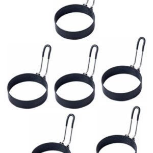 S.SARI 6 Pieces Egg Rings Poachers Nonstick Stainless Steel Egg Rings For Breakfast Omelet McMuffins Pancakes, Sandwiches and more