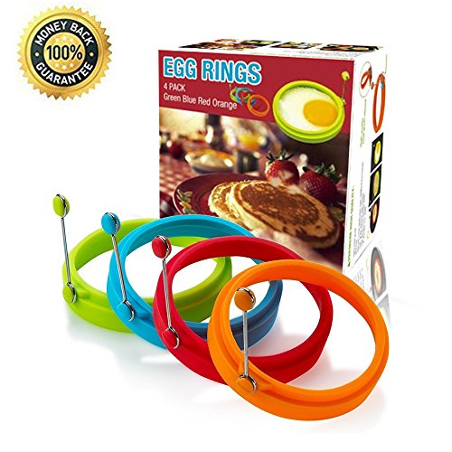 Silicone Egg Rings Non Stick egg frying rings, Fried and Poached Egg and Pancake Cooking Rings (Multicolor)