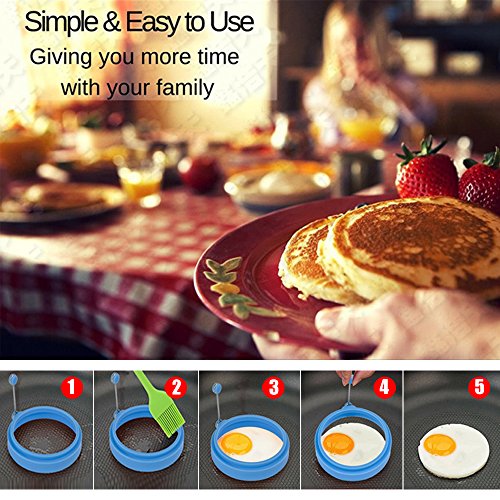 Silicone Egg Rings Non Stick egg frying rings, Fried and Poached Egg and Pancake Cooking Rings (Multicolor)