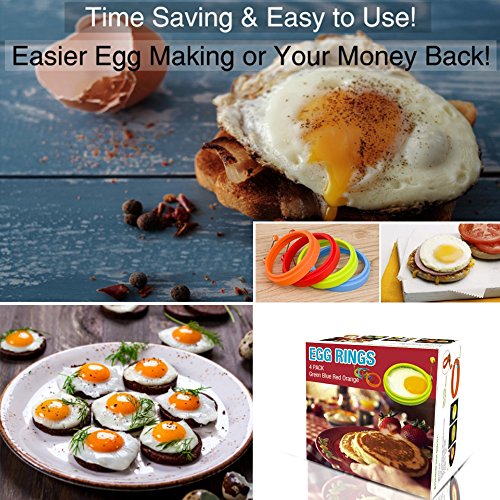 Silicone Egg Rings Non Stick egg frying rings, Fried and Poached Egg and Pancake Cooking Rings (Multicolor)