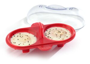 norpro silicone microwave double egg poacher, red