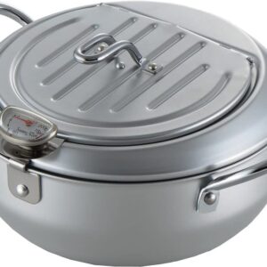 Yoshikawa SJ1024 Tempura Pot 7.9 inches (20 cm), Gas Fire, Induction Compatible, Made in Japan, With Thermometer and Lid