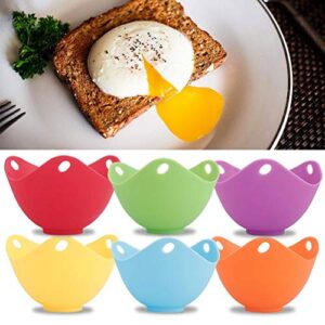 ZDK-C8 Egg Poacher with Flat Bottom Silicone Egg Poaching Cup Egg Pod Poached Egg Maker Silicone Egg Poachers Egg Cups for Soft Boiled Eggs for Microwave, Instant Pot, Cookware (6PCS)