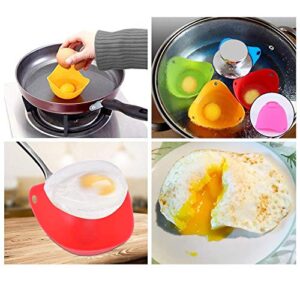 ZDK-C8 Egg Poacher with Flat Bottom Silicone Egg Poaching Cup Egg Pod Poached Egg Maker Silicone Egg Poachers Egg Cups for Soft Boiled Eggs for Microwave, Instant Pot, Cookware (6PCS)