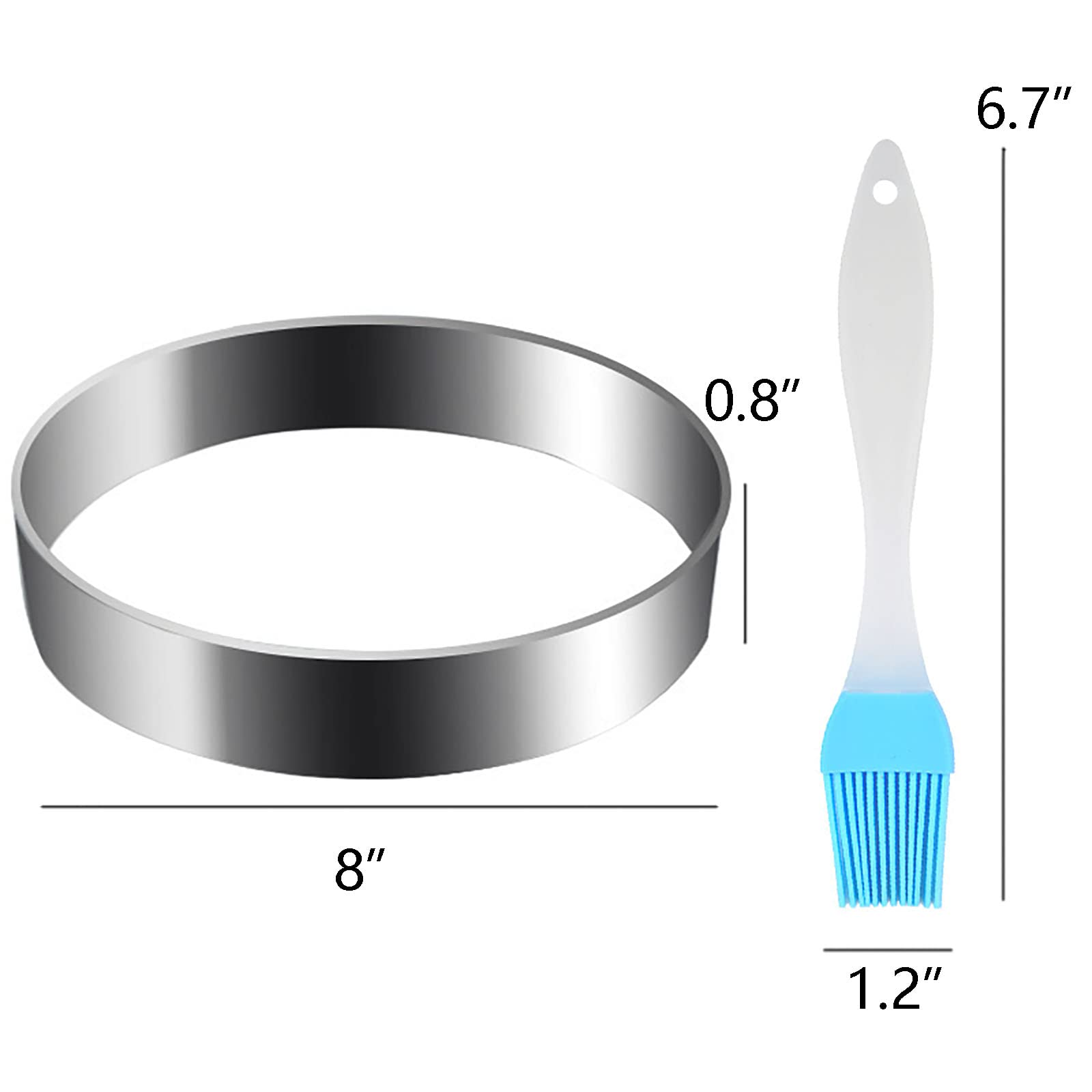 2pcs 8” Pancake Ring Stainless Steel Omelet Ring Large Corn Pancake Mold Nonstick Cooking Rings Pancake Mould Metal Shaper Circles For Fried Egg For Breakfast Pancake Omelette Sandwich