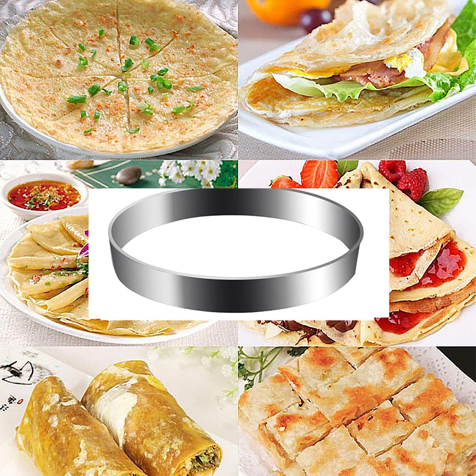 2pcs 8” Pancake Ring Stainless Steel Omelet Ring Large Corn Pancake Mold Nonstick Cooking Rings Pancake Mould Metal Shaper Circles For Fried Egg For Breakfast Pancake Omelette Sandwich