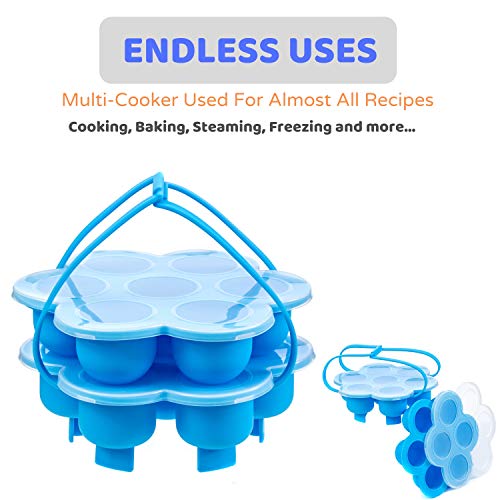 Silicone Egg Bites Molds With Built-In Handles and Trivet, Fits 5,6,8 Qt Instant Pot and Other Similar-Sized Pressure Cookers, Steamers and Baking Accessories, Set of 2