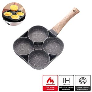 MIHUNTER 4 Egg Frying Pan,Pancake Omelette Pan,Cooker Pans 4-Cups Non-stick Cookware Aluminium Alloy Fried Divided Egg Cooker, Burger Pan for Breakfast,Pancake,Poached Egg1