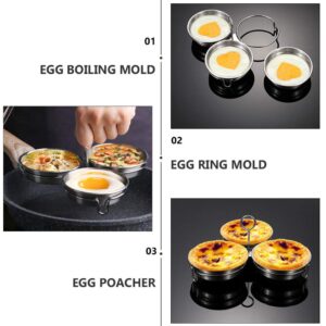 YARNOW 2pcs Stainless Steel Egg Poacher Pan 3 Poached Egg Cups for Poached Eggs Brunch Breakfasts Microwave Egg Poachers Kitchen Gadgets with Oil Brush