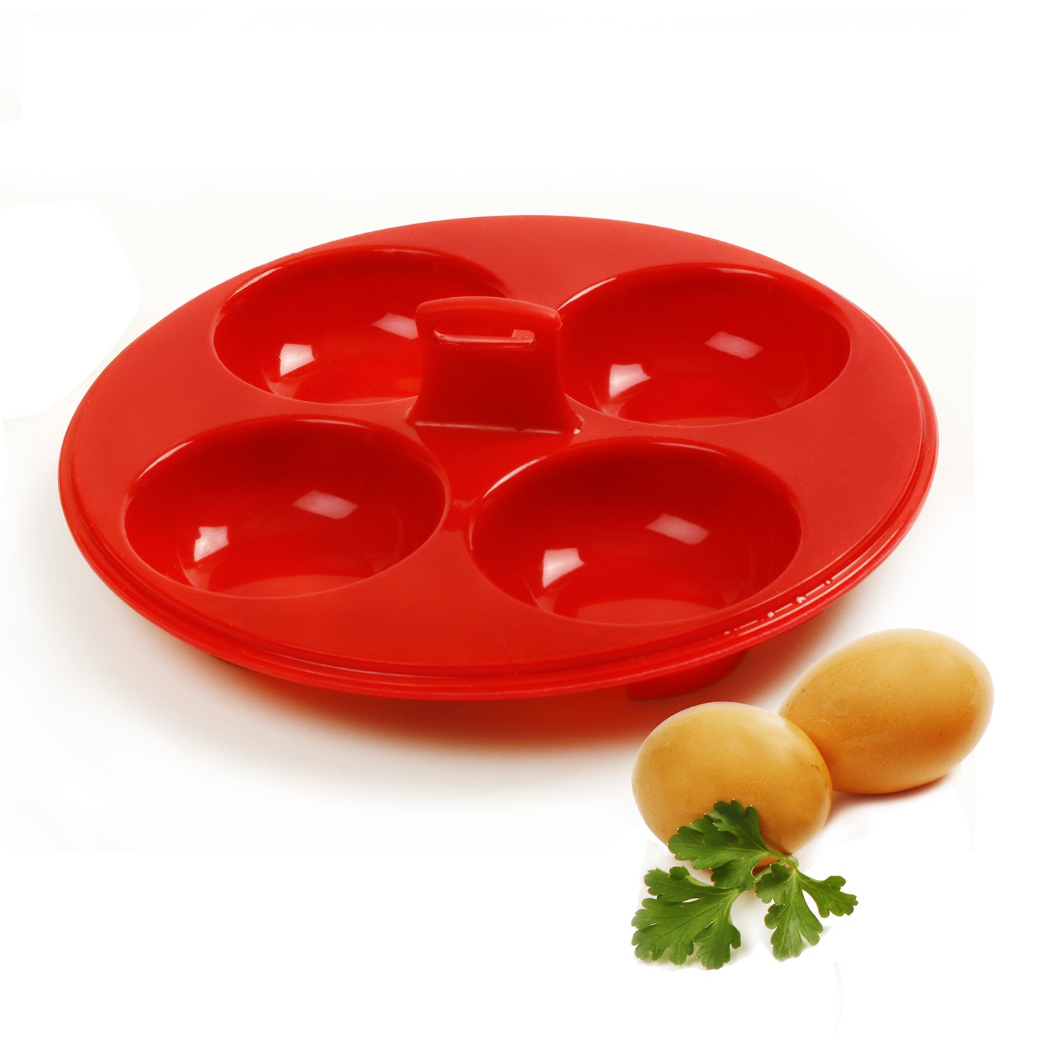 Norpro Silicone 4 Egg Poacher, Red