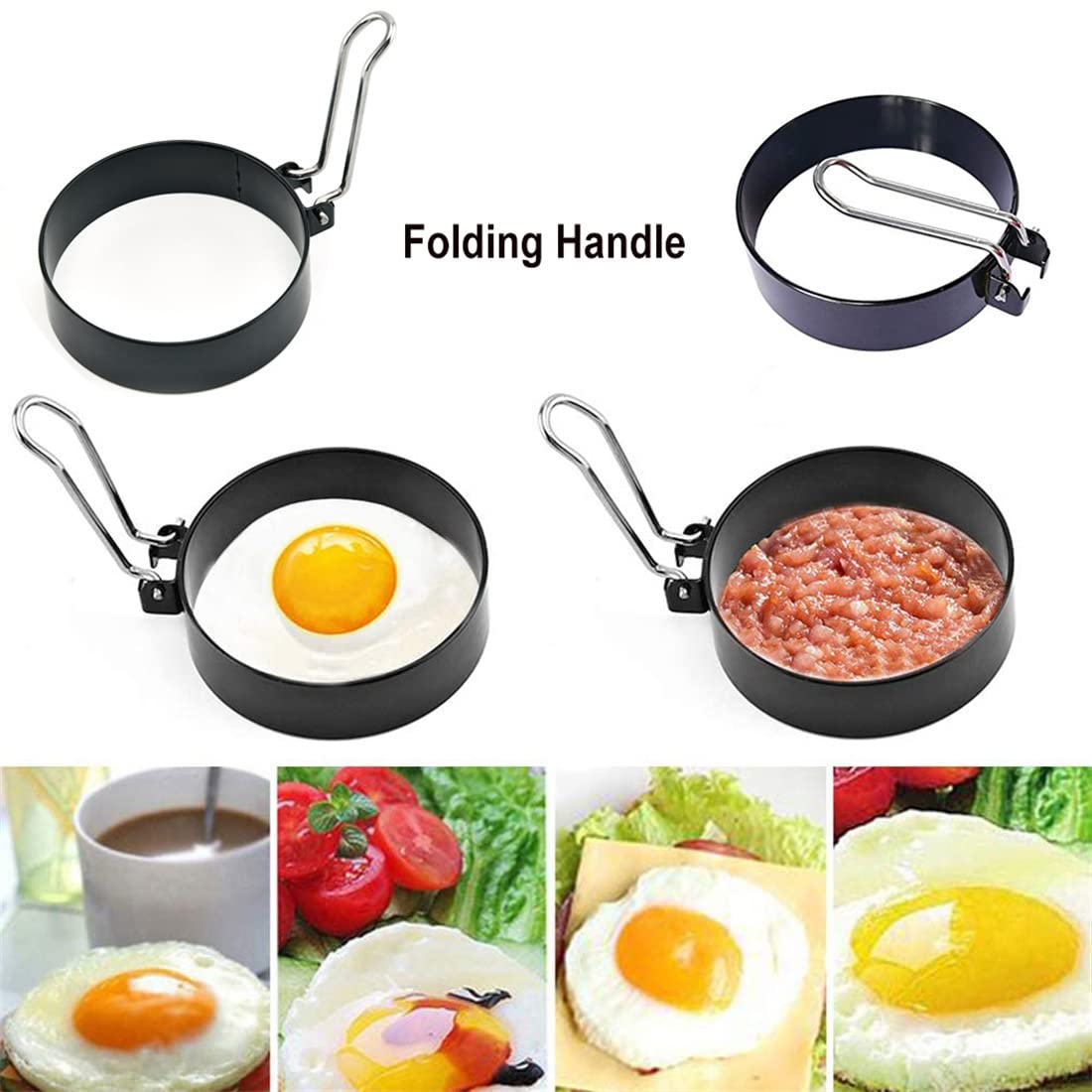 Egg Ring for Frying Eggs, 3" Stainless Steel Egg Cooking Ring with Anti-Scald Handle, Nonstick Round Frying Egg Shaper Mold, Griddle Cooking Shaper for Breakfast Frying Eggs and Egg Mcmuffins