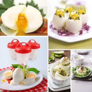 LANJILIFE Egg Cooker - Hard Boiled Eggs without the Shell,Silicone Boiled Steamer Eggies, BPA Free, 6PCS/Set Egg Poachers Cooker Silicone Non-stick Egg Boiler Cookers