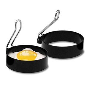 aeyistry 2 pcs round egg cooker rings,stainless steel non stick egg mcmuffin maker egg molds for fried egg muffin sandwiches