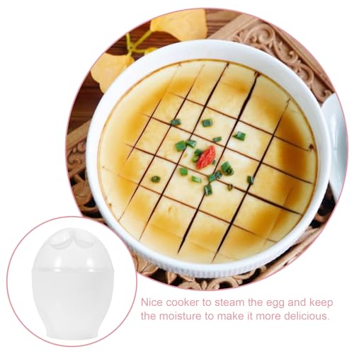 6pcs Microwave Egg Cooker Egg Steamed Cups Holder Oven Egg Steamer Omlette Maker for Instant Breakfast Home Kitchen Tools White