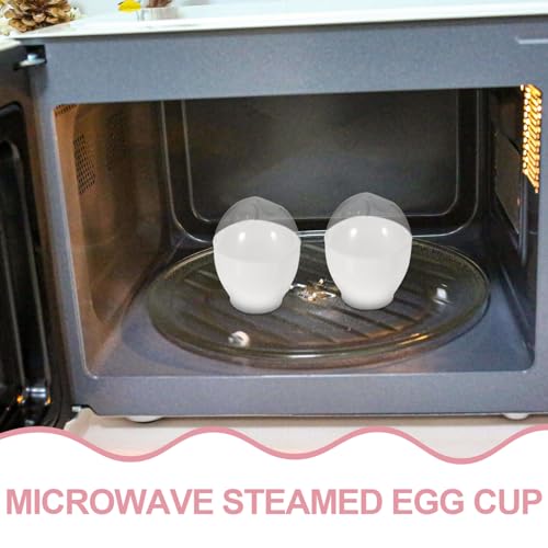 6pcs Microwave Egg Cooker Egg Steamed Cups Holder Oven Egg Steamer Omlette Maker for Instant Breakfast Home Kitchen Tools White