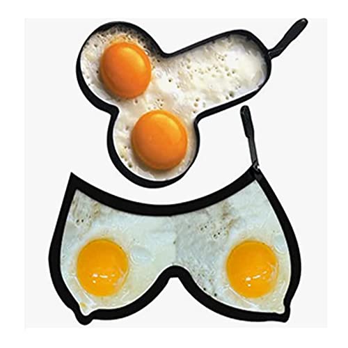 Egg Fryer, Funny Egg Pancake Cooking Tool, Professional Non-Stick Egg Ring, Stainless Steel DIY Kitchen Egg Fried Mould with Handle (Shape A+B)