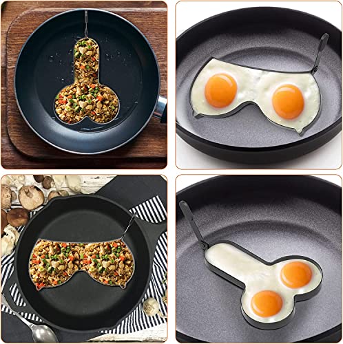 Egg Fryer, Funny Egg Pancake Cooking Tool, Professional Non-Stick Egg Ring, Stainless Steel DIY Kitchen Egg Fried Mould with Handle (Shape A+B)