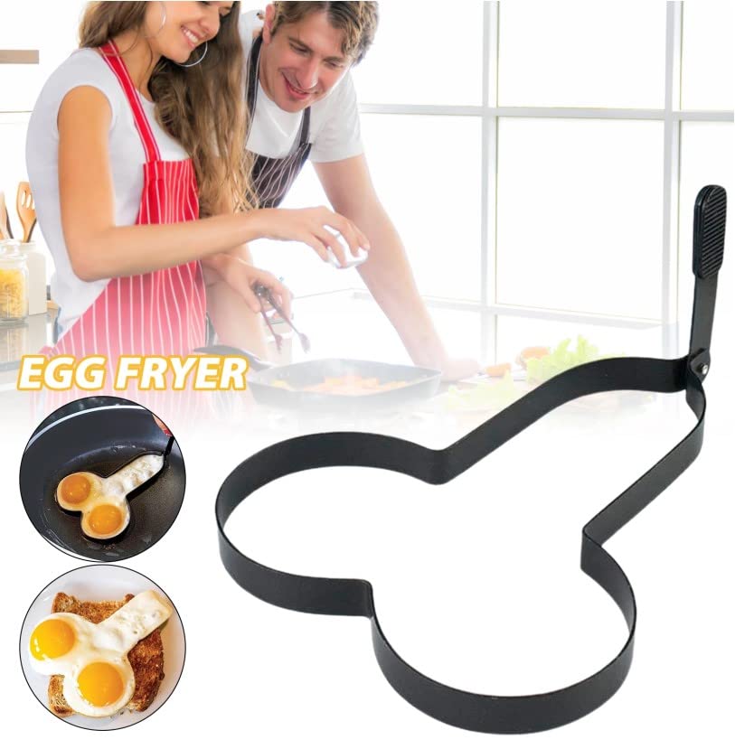 Egg Fryer, Funny Egg Pancake Cooking Tool, Professional Non-Stick Egg Ring, Stainless Steel DIY Kitchen Egg Fried Mould with Handle (Shape A+B)