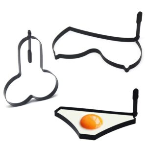 funny fried egg cooking rings, non-stick stainless steel egg fryer pancake batter dispenser, diy kitchen egg fried moulds shaper with handle (style a+b+c)