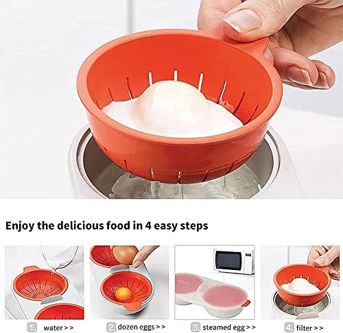 Microwave Egg Poachers Double Cup Egg Boiler Draining Egg Boiler Non-Stick Feature Microwave Ovens Cooking Tools Steamer Kitchen Gadget (1pcs,Green)