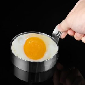 Egg,Stainless Steel Round Pancake s Non Stick Fried Egg Cooking s For Egg McMuffins Omelet Biscuits Sandwiches or Shaping Eggs (L)