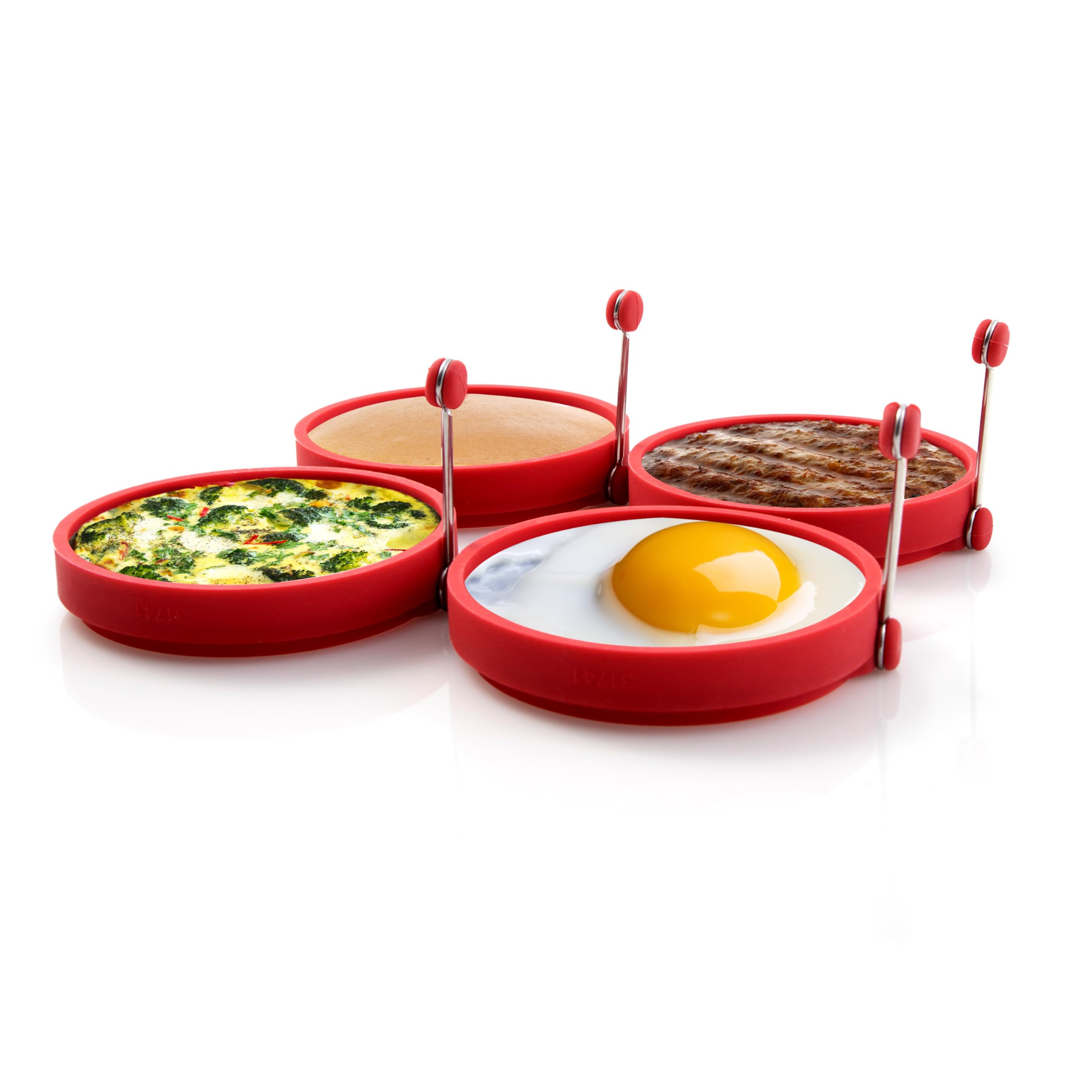 Nuwave Silicone Egg Rings, PFAS Free, Food-Grade, 4 Pcs, Non-Stick, 4”W x 0.75”D, Perfect Sized Eggs, Omelets, Mini Pancakes, Works on Frying Pans, Griddles & Electric Skillets, Oven & Dishwasher Safe