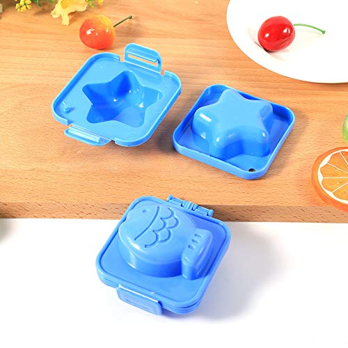 Boiled Egg Models, Cartoon Cute Rabbit Bear Fish Car Star Love Heart Chicken Shape Eggs Model Set Rice Food Pan Cooking DIY Decorating Cake Tools Hard Cookery Kitchen Bento Accessories Kids Home 6Pcs