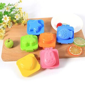 Boiled Egg Models, Cartoon Cute Rabbit Bear Fish Car Star Love Heart Chicken Shape Eggs Model Set Rice Food Pan Cooking DIY Decorating Cake Tools Hard Cookery Kitchen Bento Accessories Kids Home 6Pcs