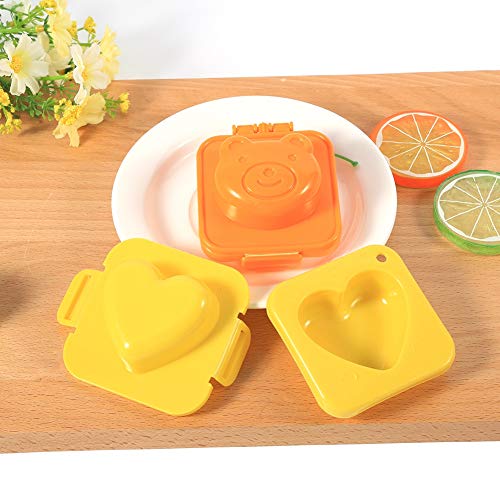 Boiled Egg Models, Cartoon Cute Rabbit Bear Fish Car Star Love Heart Chicken Shape Eggs Model Set Rice Food Pan Cooking DIY Decorating Cake Tools Hard Cookery Kitchen Bento Accessories Kids Home 6Pcs