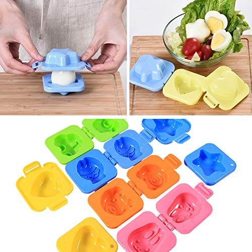 Boiled Egg Models, Cartoon Cute Rabbit Bear Fish Car Star Love Heart Chicken Shape Eggs Model Set Rice Food Pan Cooking DIY Decorating Cake Tools Hard Cookery Kitchen Bento Accessories Kids Home 6Pcs