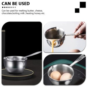 120ml (4oz) Stainless Steel Butter Warmer Pan, Milk Warmer Pot with Dual Pour Spouts, Small Sauce Pan for Stove Top (Diameter: 3in Length: 7in)