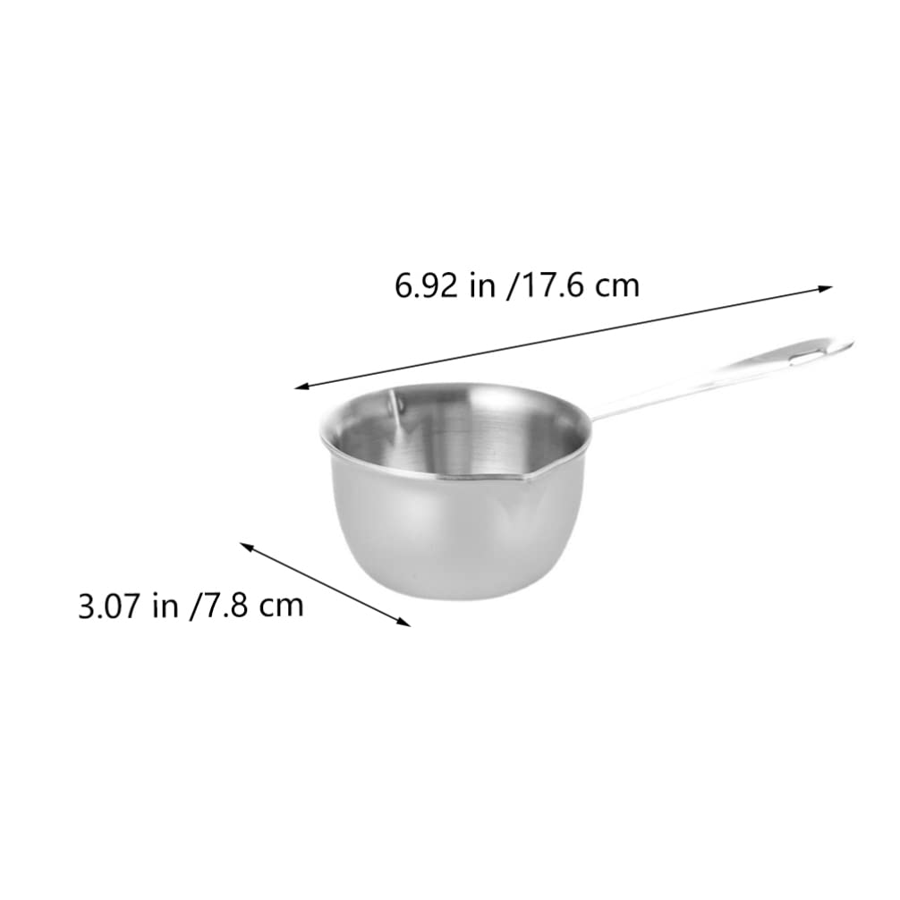 120ml (4oz) Stainless Steel Butter Warmer Pan, Milk Warmer Pot with Dual Pour Spouts, Small Sauce Pan for Stove Top (Diameter: 3in Length: 7in)