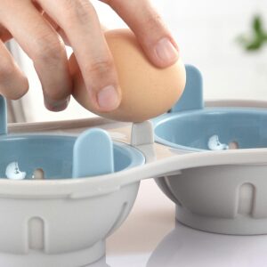 Microwave Egg Poacher BPA Double Egg Poacher Egg Cooker Dishwasher Safe Dual Caves High Capacity Design Microwave Poached Egg Steamer