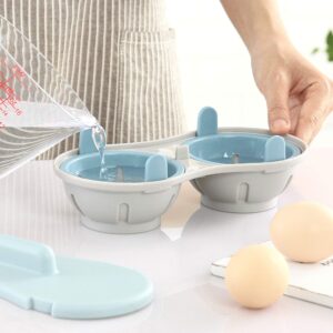 Microwave Egg Poacher BPA Double Egg Poacher Egg Cooker Dishwasher Safe Dual Caves High Capacity Design Microwave Poached Egg Steamer