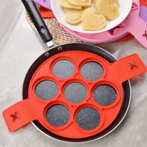 Nonstick Pancake Molds Ring Silicone Fried Egg Mould Reusable Pancake Maker Egg Ring Kitchen Cooking Baking Tools (Round Shape)