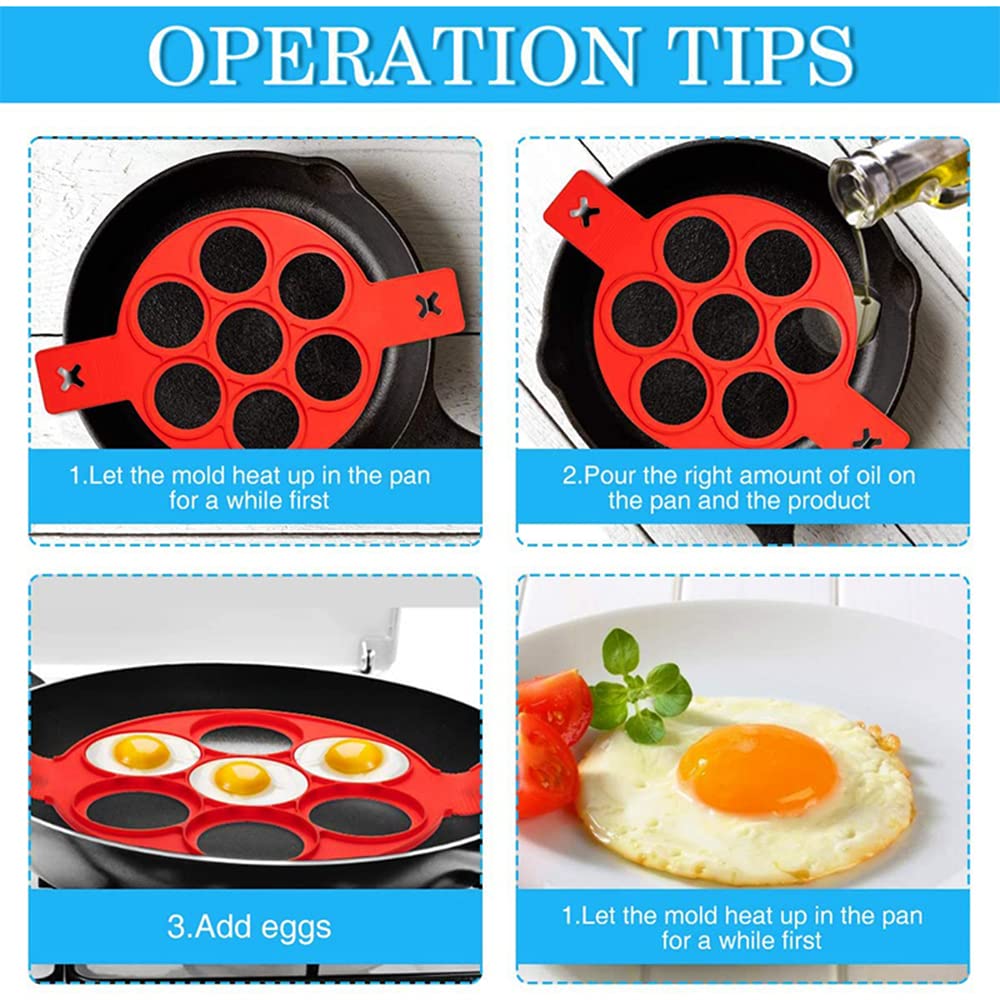 Nonstick Pancake Molds Ring Silicone Fried Egg Mould Reusable Pancake Maker Egg Ring Kitchen Cooking Baking Tools (Round Shape)