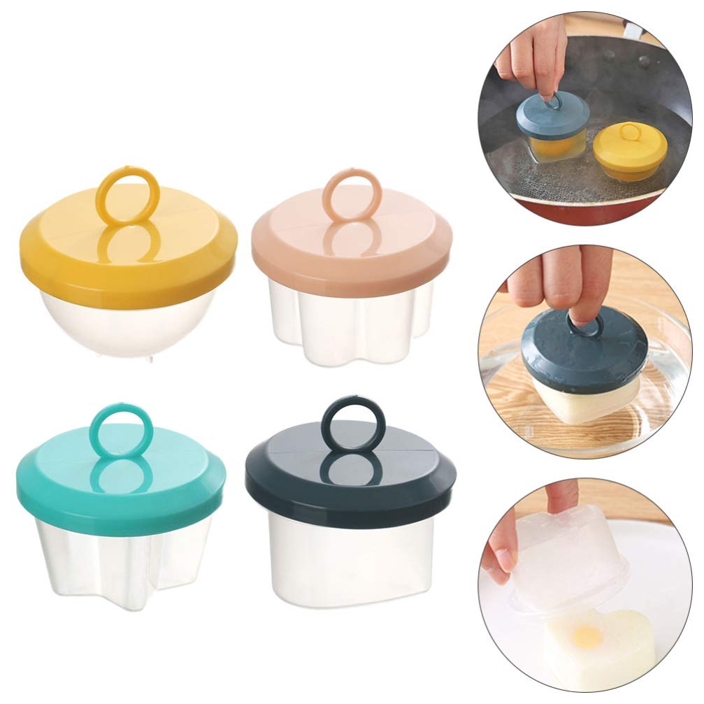 4Pcs Egg Cooker with Brush, Egg Poachers, Hard Boiled Egg Maker,Boiled Egg Cooker without Shell, BPA Free Non-Stick Egg Poacher, Fast Poaching Egg Cooker for Hard Boiled Eggs