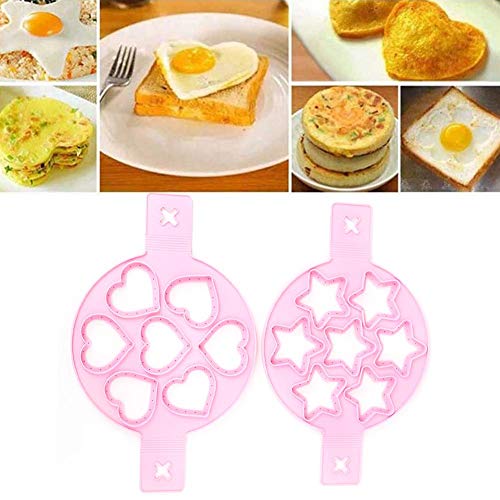 2Pcs Pancake Mold Maker Reusable Silicone Egg Ring Non-stick Fried Egg Cooker Pan Flip Mold DIY Kitchen Cooking Tool