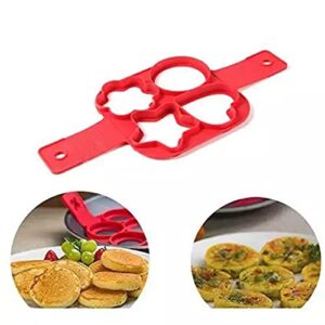 wjq&linyuzi Egg Pancake Ring Nonstick Pancake Maker Mold Silicone Egg Cooker fried egg shaper Omelet Moulds for Kitchen Baking Accessories (2 shape), Red