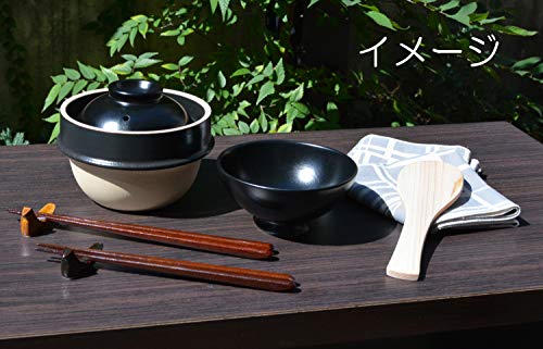 Tsukamoto AKM-2 Rice Pot, Black, 1 Cup, Living Alone, Mashiko Ware Kamakko Rice, Earthenware Pot, 2 Types of Chopsticks Rests