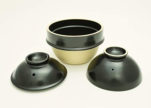 Tsukamoto AKM-2 Rice Pot, Black, 1 Cup, Living Alone, Mashiko Ware Kamakko Rice, Earthenware Pot, 2 Types of Chopsticks Rests