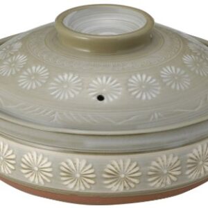 Ginpo Flower Mishima Earthenware Pot No. 10, for 4-5 People [Banko Ware]